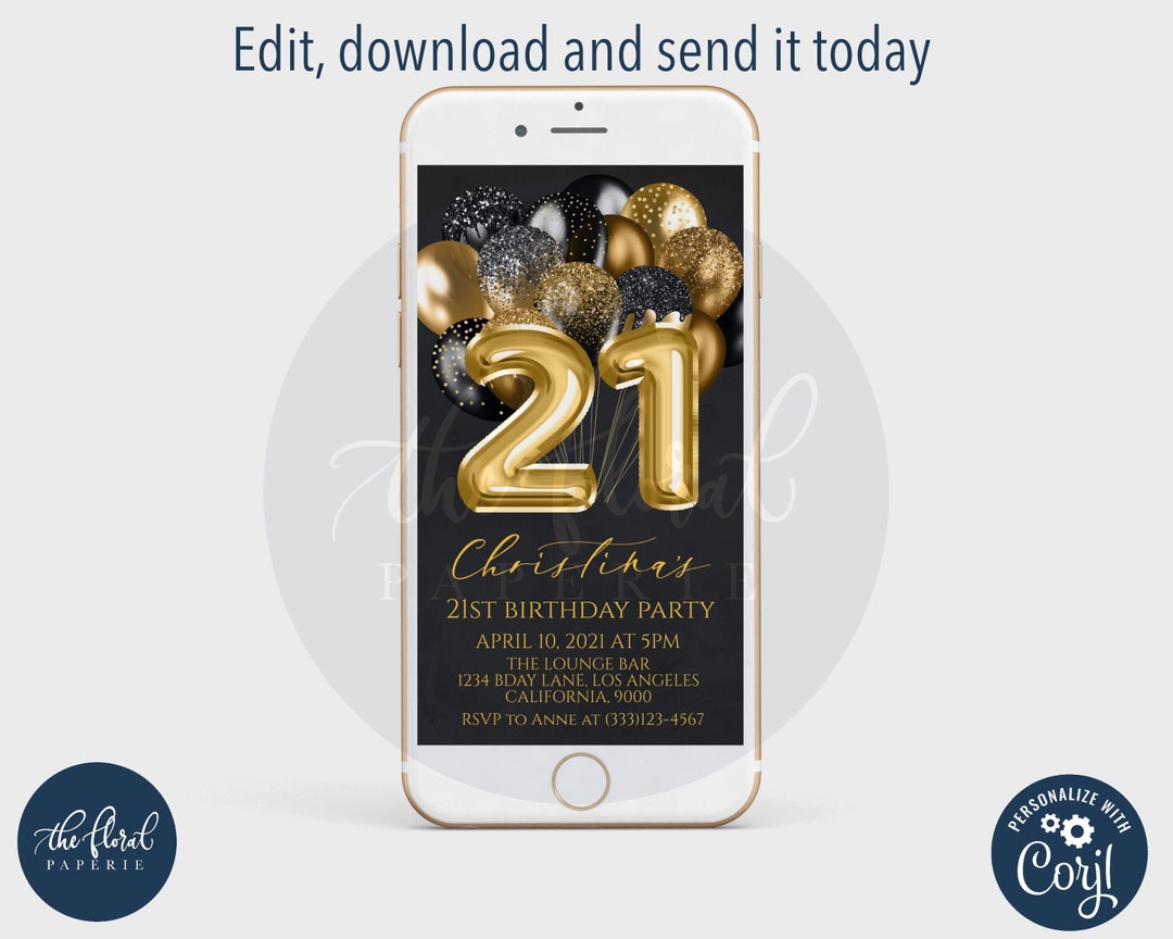 21st Birthday Text Invitation Template Editable Birthday Text - Etsy