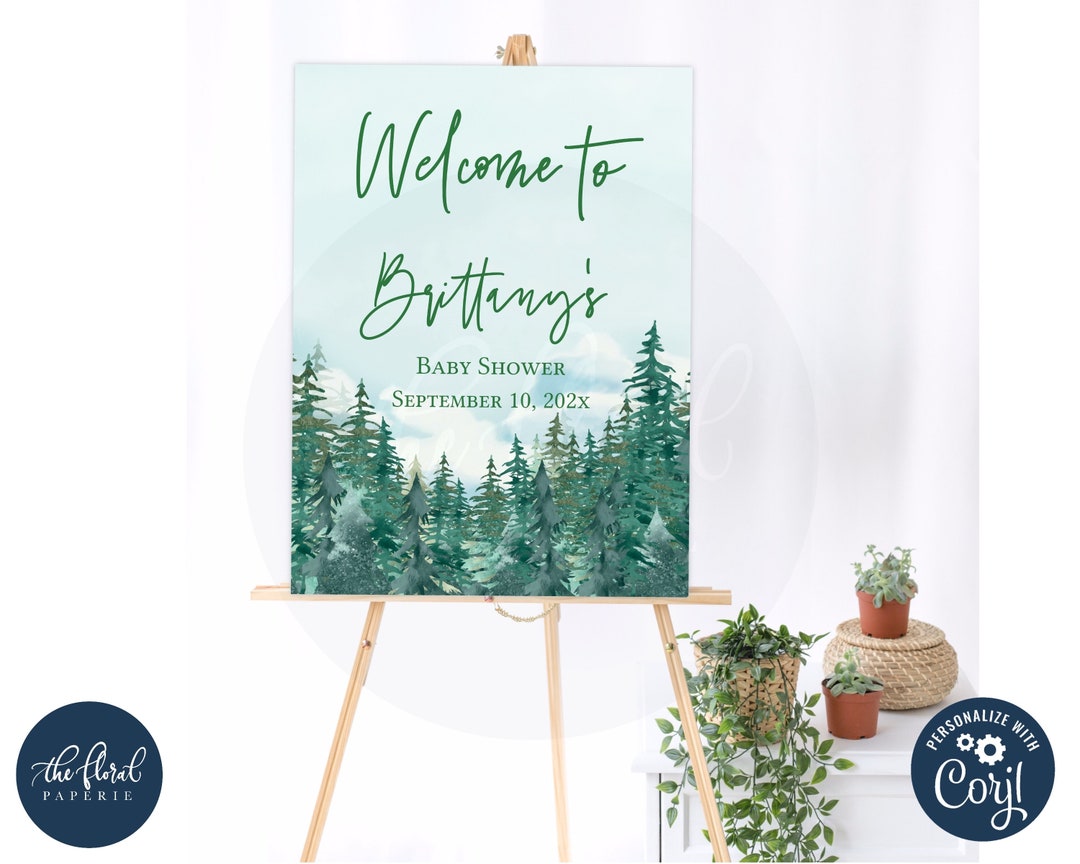 Forest Welcome Sign Template, Editable Greenery Welcome Sign, Woodland ...