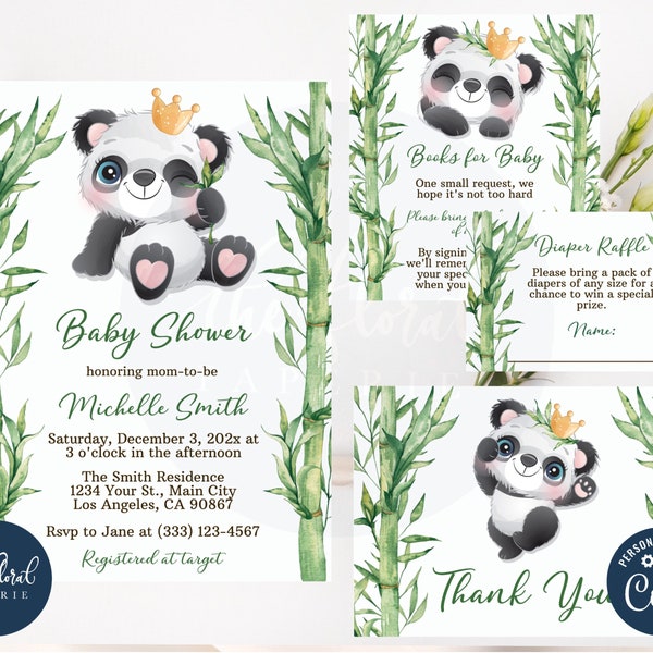 Panda Invitation - Etsy