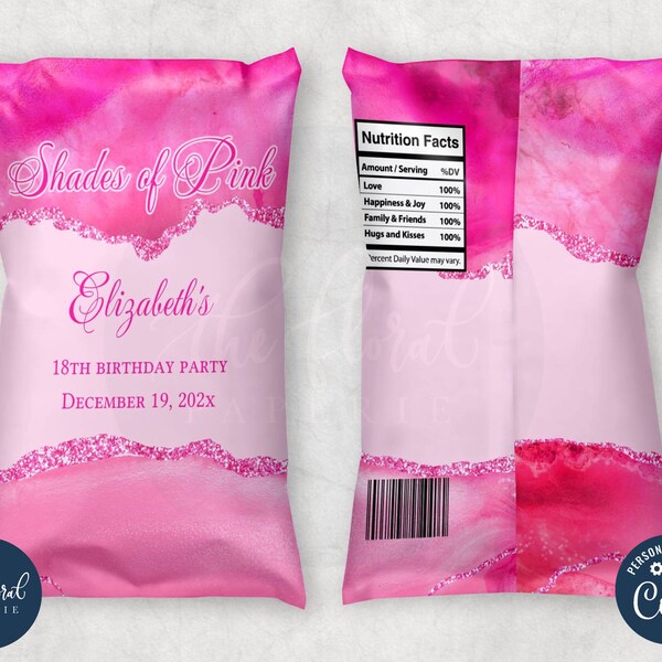 Shades of Pink Chip Bag - Etsy