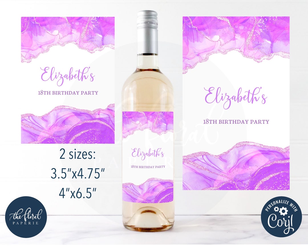 Purple Wine Label Template, Editable Wine Bottle Labels, Printable Wine ...