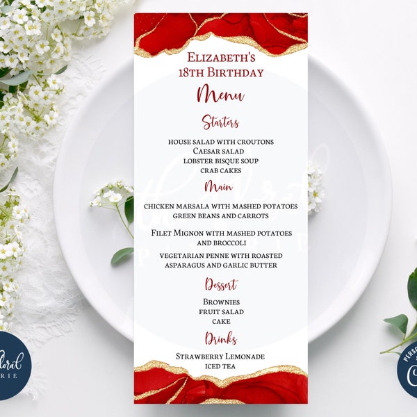 Red and White Birthday Program Card Men - Etsy