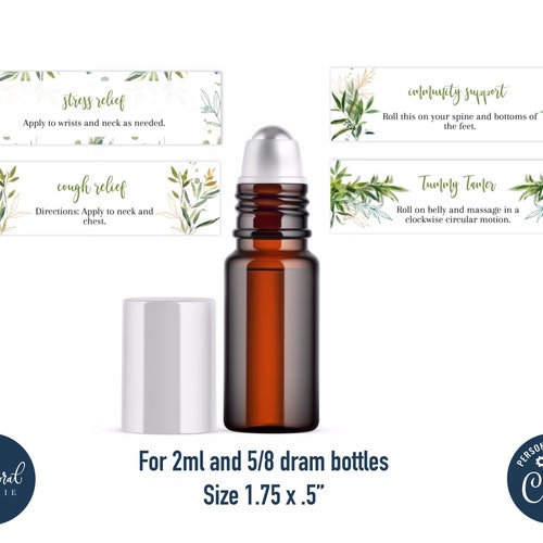 Essential Oil Label Template Printable Greenery Essential Oil - Etsy Canada
