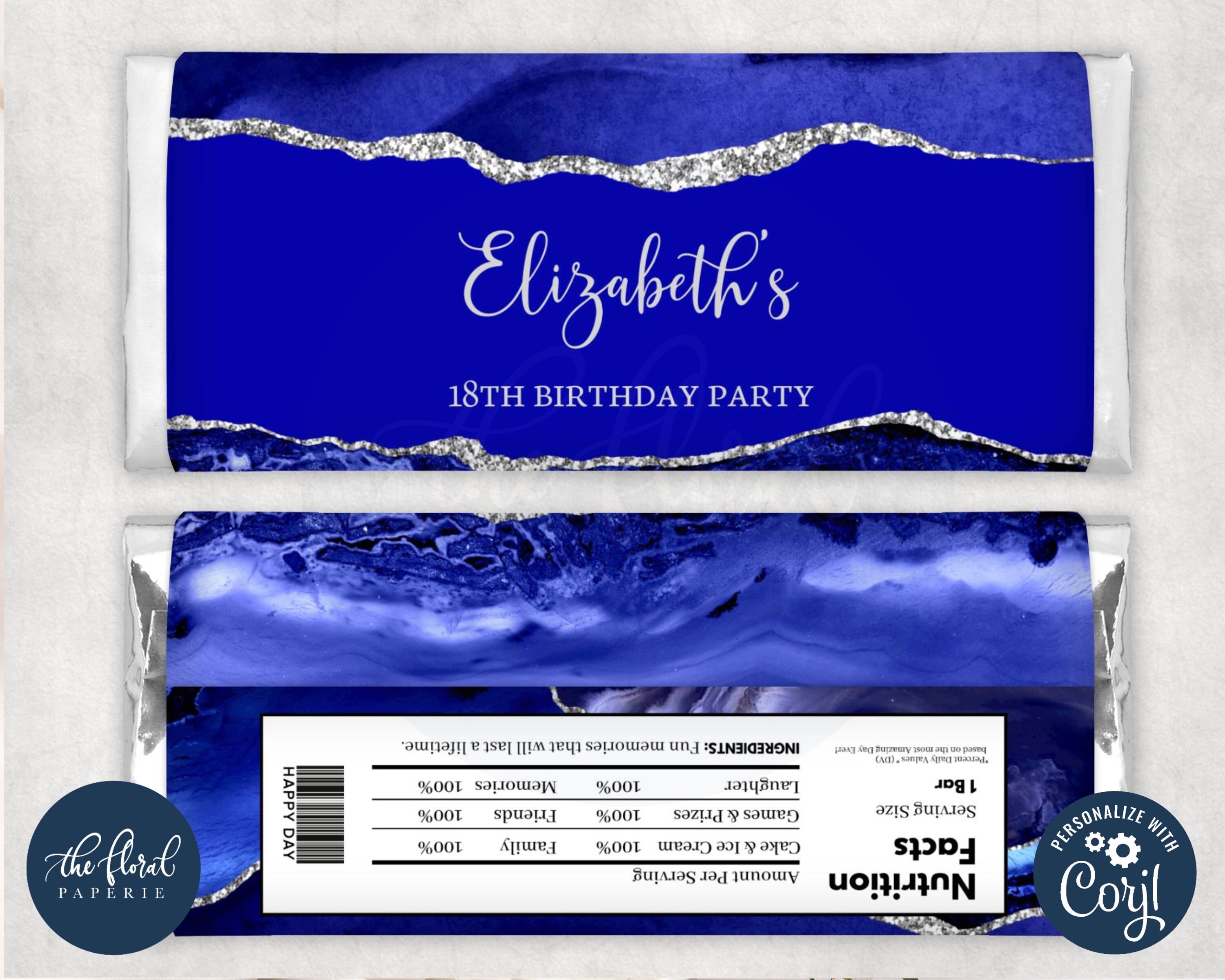 Royal Blue and Silver Chocolate Wrapper Template Candy Bar - Etsy UK