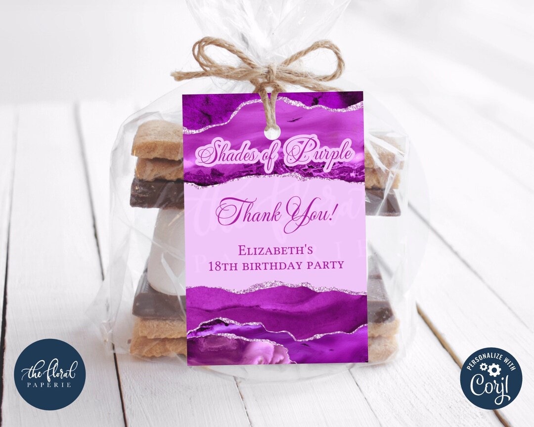 Shades of Purple Birthday Favor Tags Template, Purple Birthday Gift ...