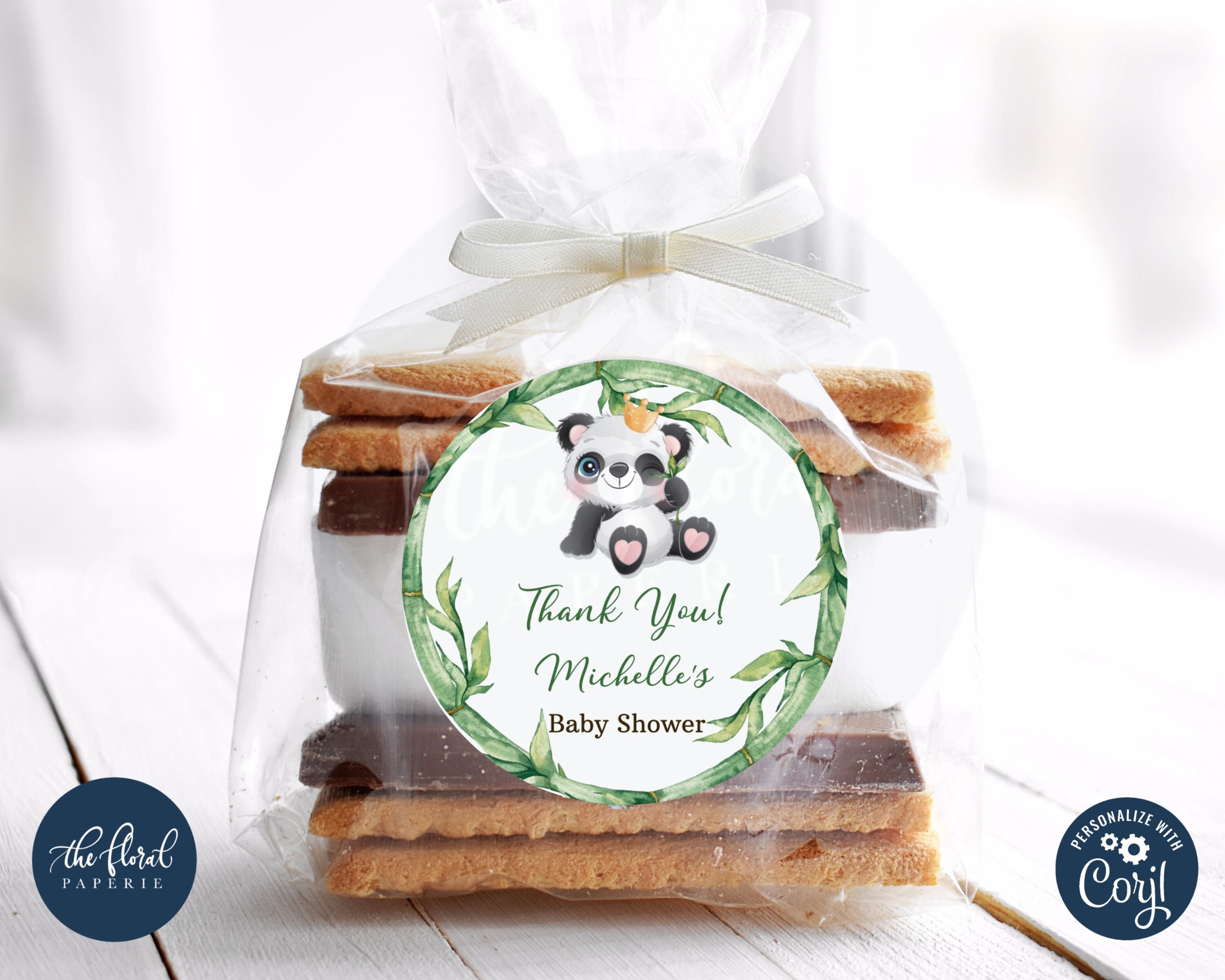 Panda Gift Tags Template Editable Panda Favor Tags Round - Etsy