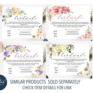 Editable handmade with love business thank you card template | Etsy