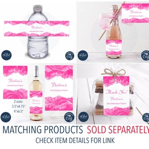 Hot Pink Wine Label, Shades of Pink Wine Label Template, Editable Wine ...