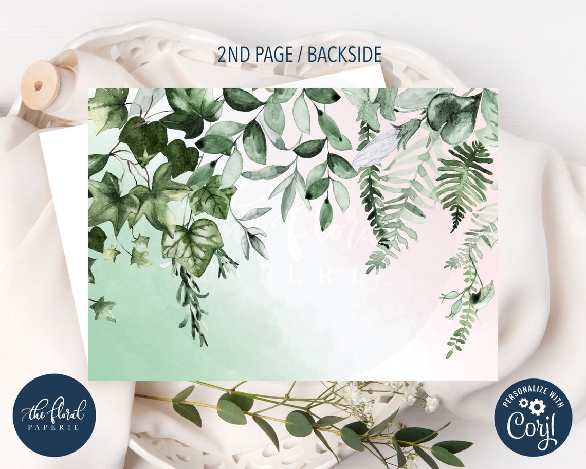 Ivy Birthday Invitation Template, Greenery Monogram (digital) - Etsy