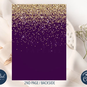 Purple and Gold Birthday Invitation Template, Editable Birthday ...