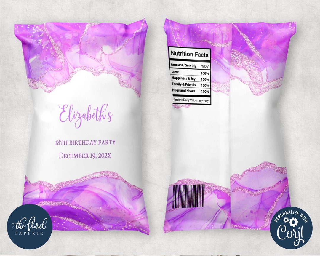 Purple Chip Bag Template Purple Potato Chip Bag Wrapper - Etsy