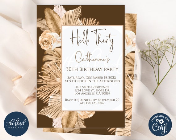 Boho Birthday Invitation Blank Templates Bohemian Invitation Template