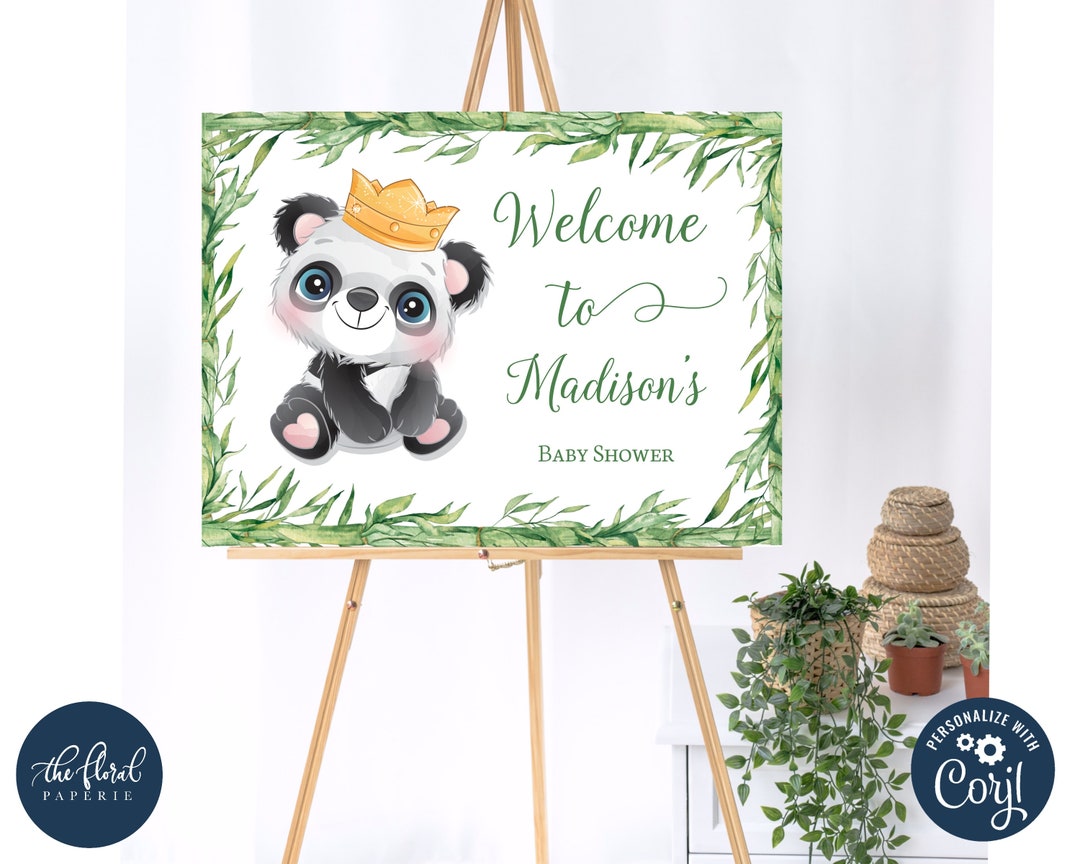 Panda Birthday Welcome Sign Template, Party Welcome Poster (digital ...