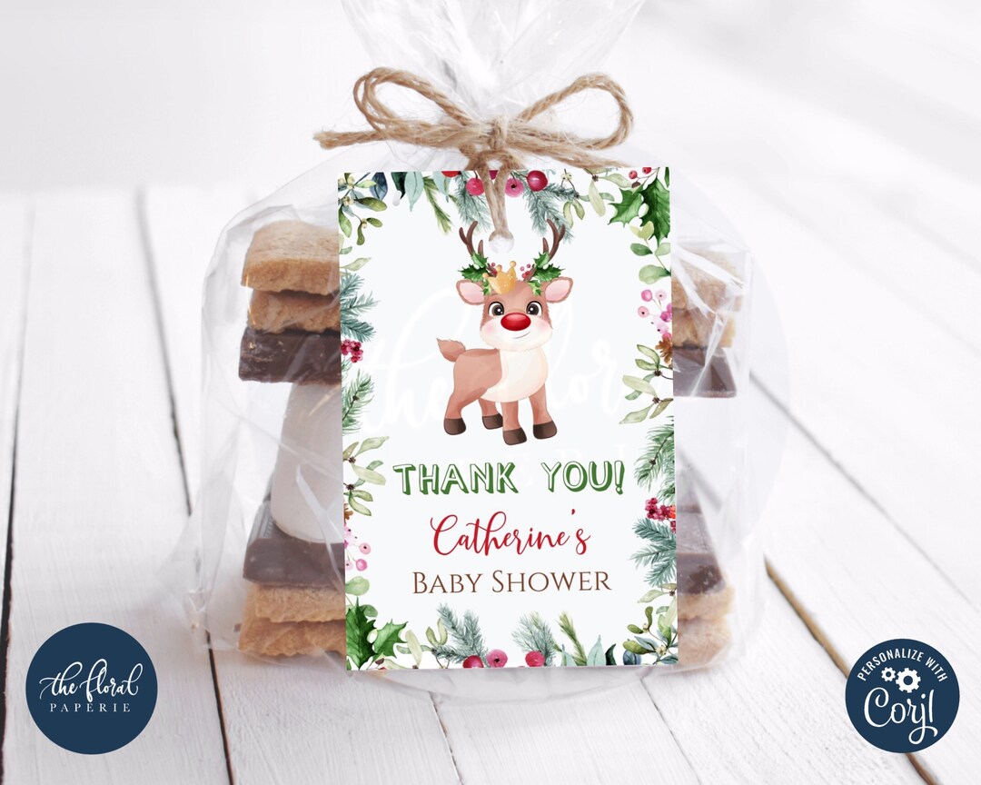 Reindeer Favor Tag Template, Editable Reindeer Thank You Tags ...