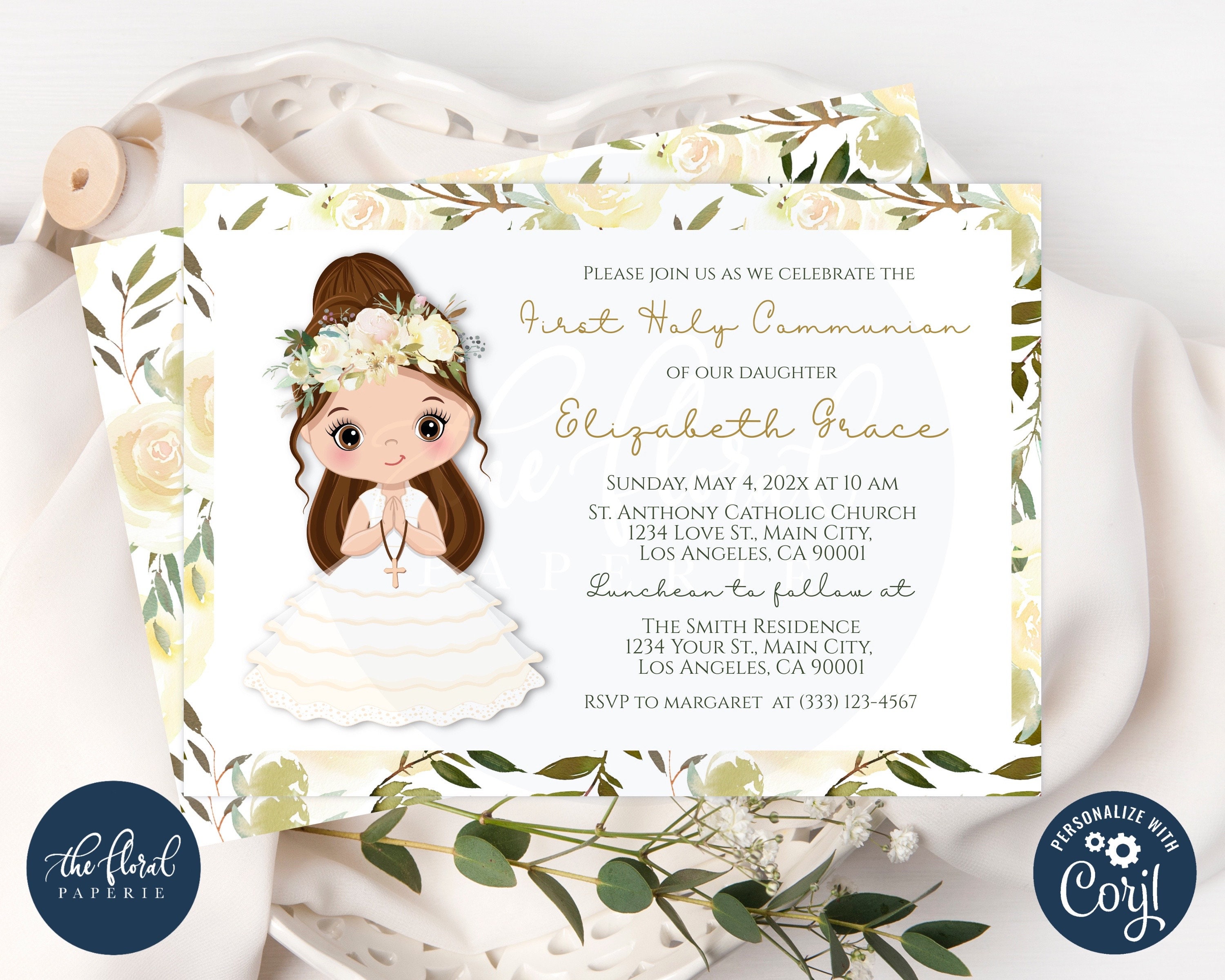 Holy Communion Invitation Template Printable First Communion | Etsy