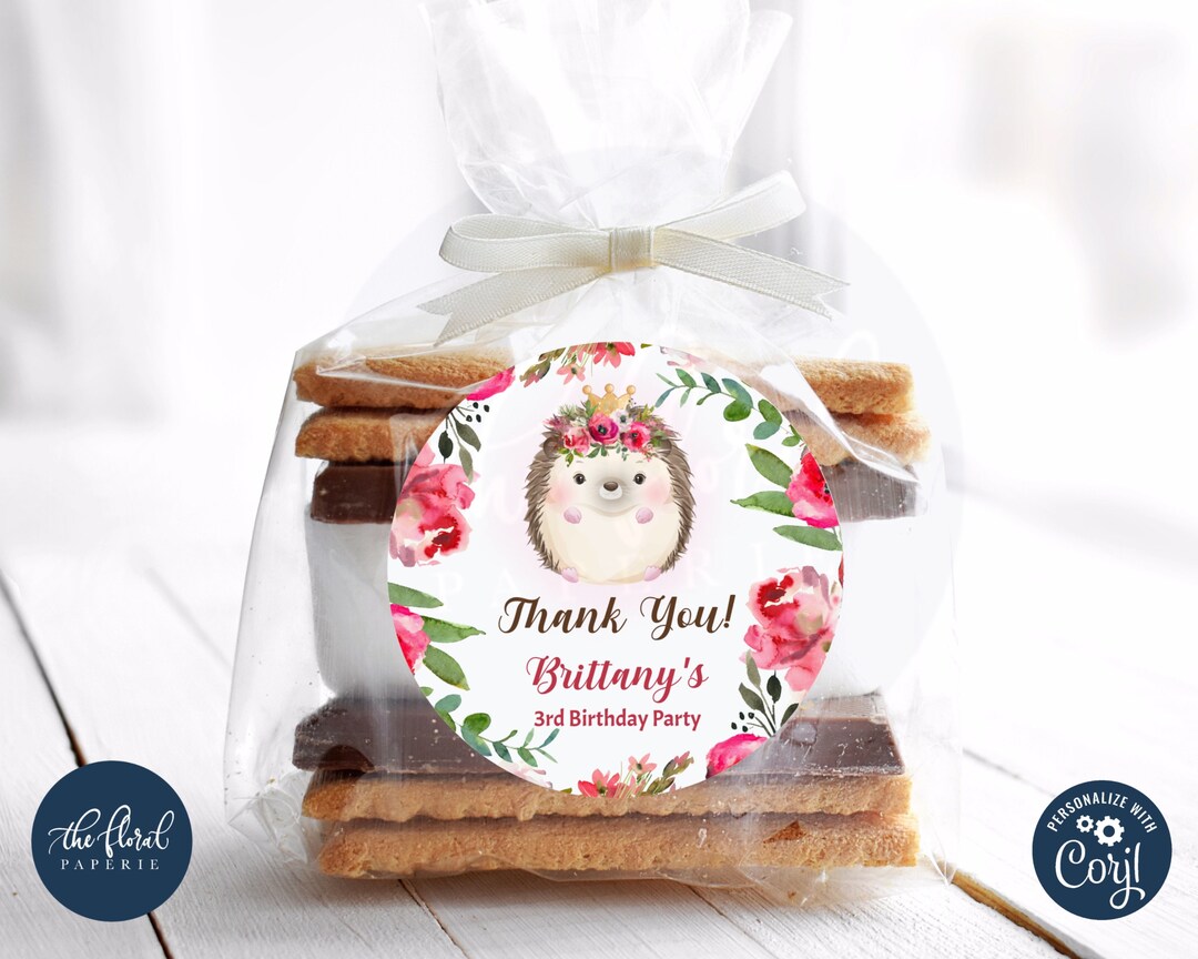 Hedgehog Favor Tag Template, Editable Hedgehog Thank You Tags ...