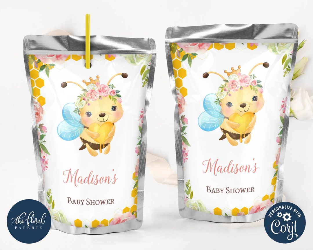 Bee Juice Label Template, Editable Bee Juice Pouch Label, Printable Bee ...