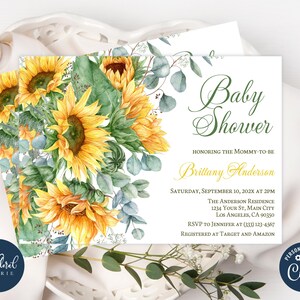 Sunflower Baby Shower Invitation Template, Fall Baby Shower Invite ...