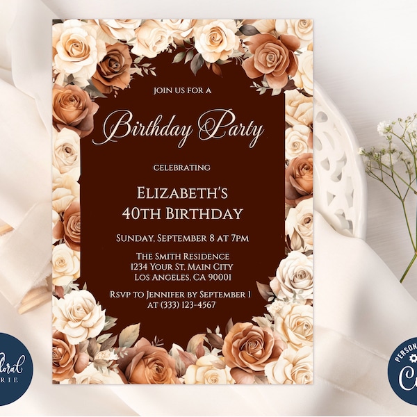 Shades of Brown Birthday Invitation - Etsy