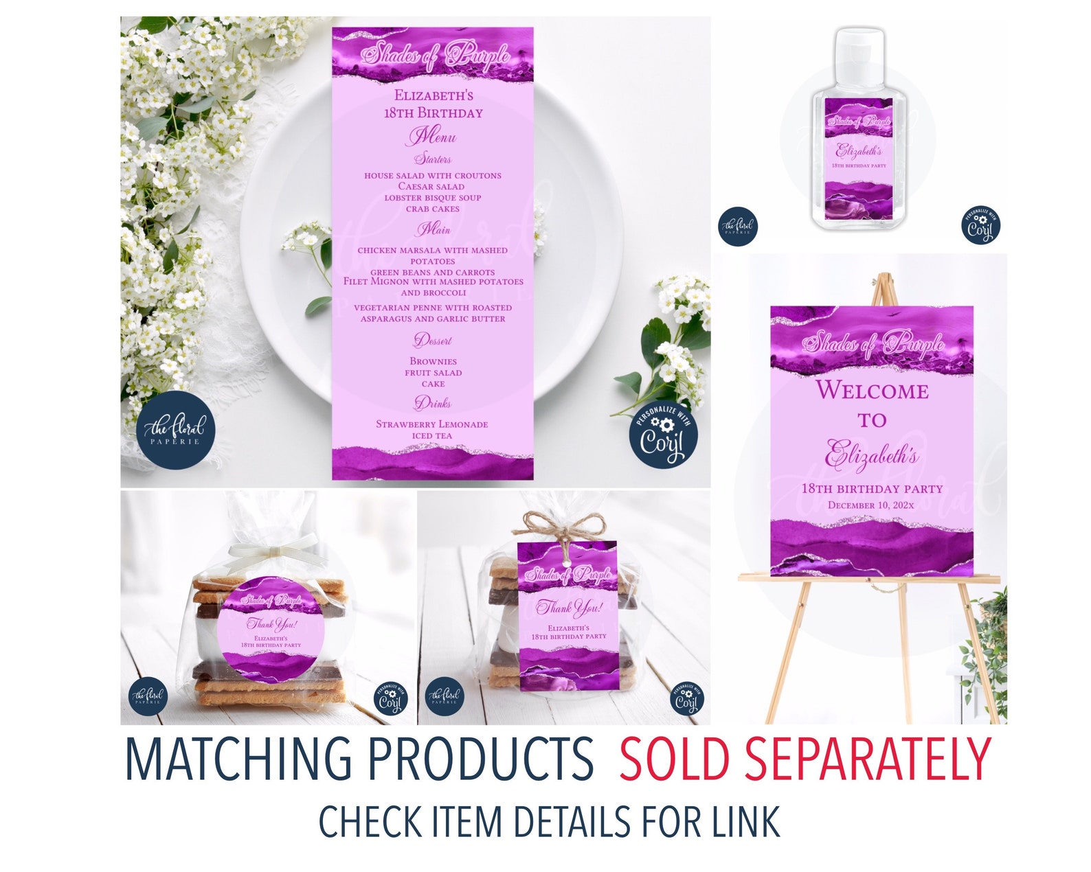 Shades of Purple Welcome Sign Template, Printable Birthday Sign ...