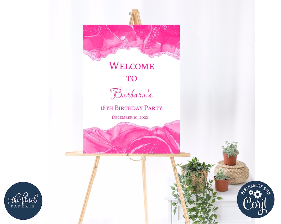 Hot Pink Welcome Sign, Shades of Pink Welcome Sign Template, Printable ...