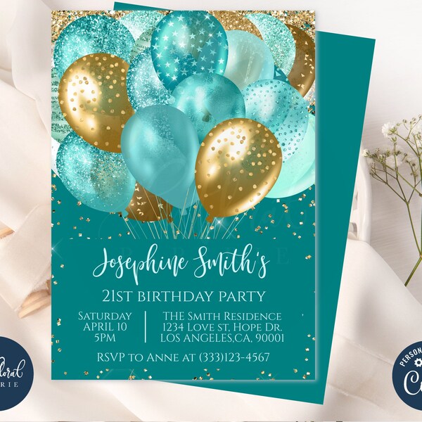 Teal Invitations - Etsy
