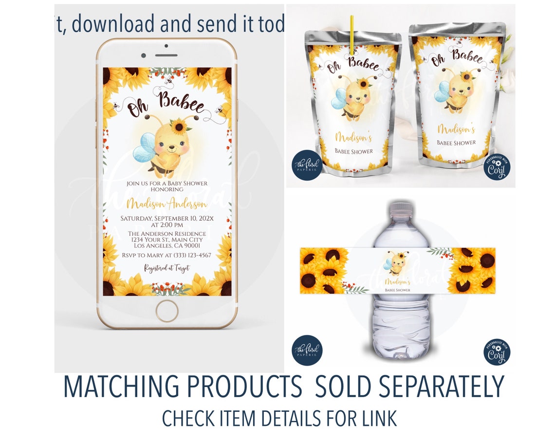 Bee Water Bottle Label Template Editable Bee Water Bottle | Etsy