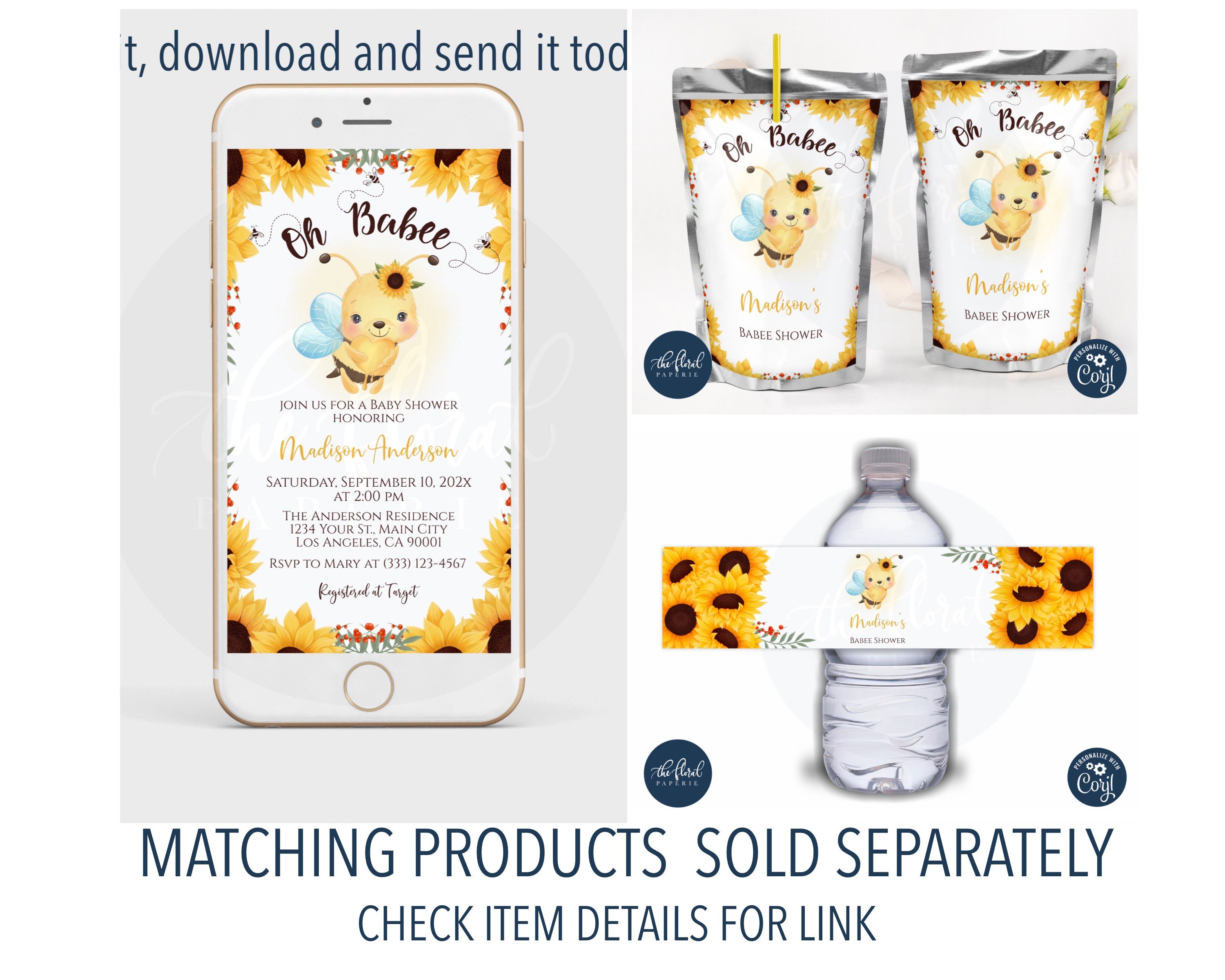 Bee Water Bottle Label Template Editable Bee Water Bottle | Etsy