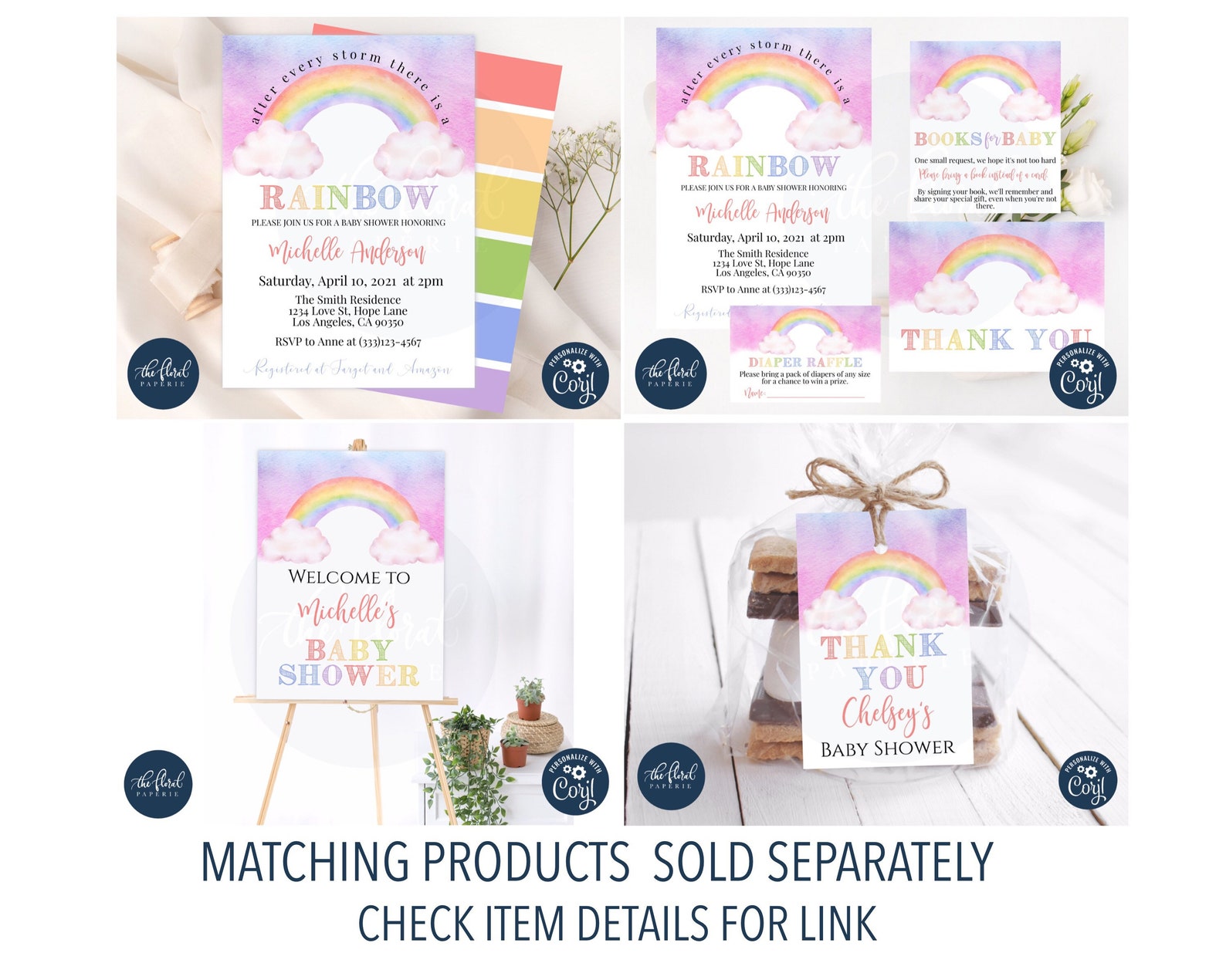 Rainbow Baby Shower Welcome Sign Template Printable Party - Etsy
