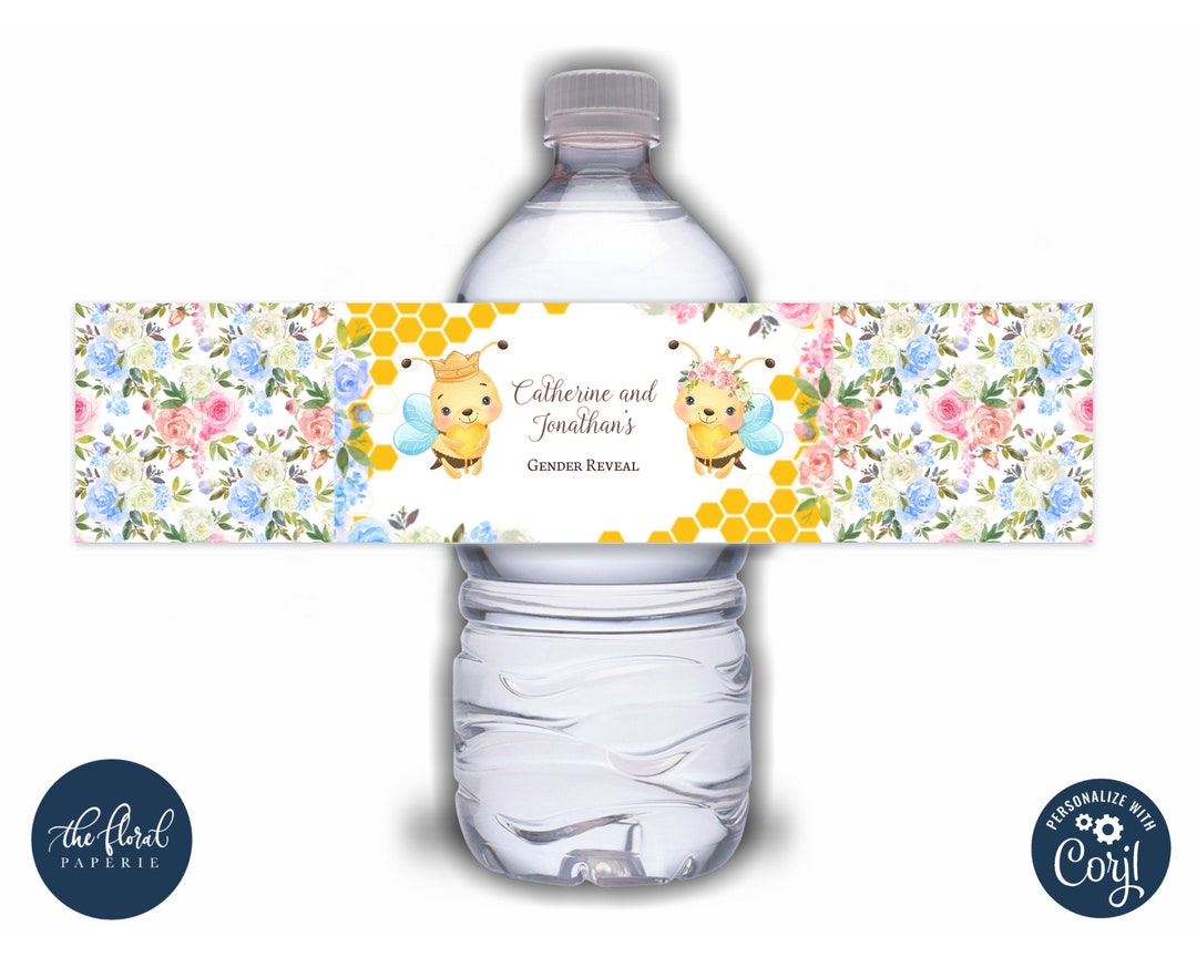 Bee Water Bottle Label Template, Editable Bee Water Bottle Wrap ...