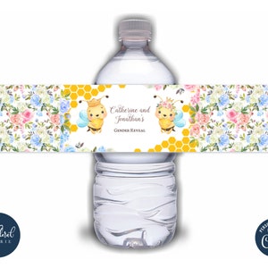Bee Water Bottle Label Template, Editable Bee Water Bottle Wrap ...