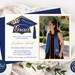 Graduation Party Invitation Template Editable Blue and Gold - Etsy