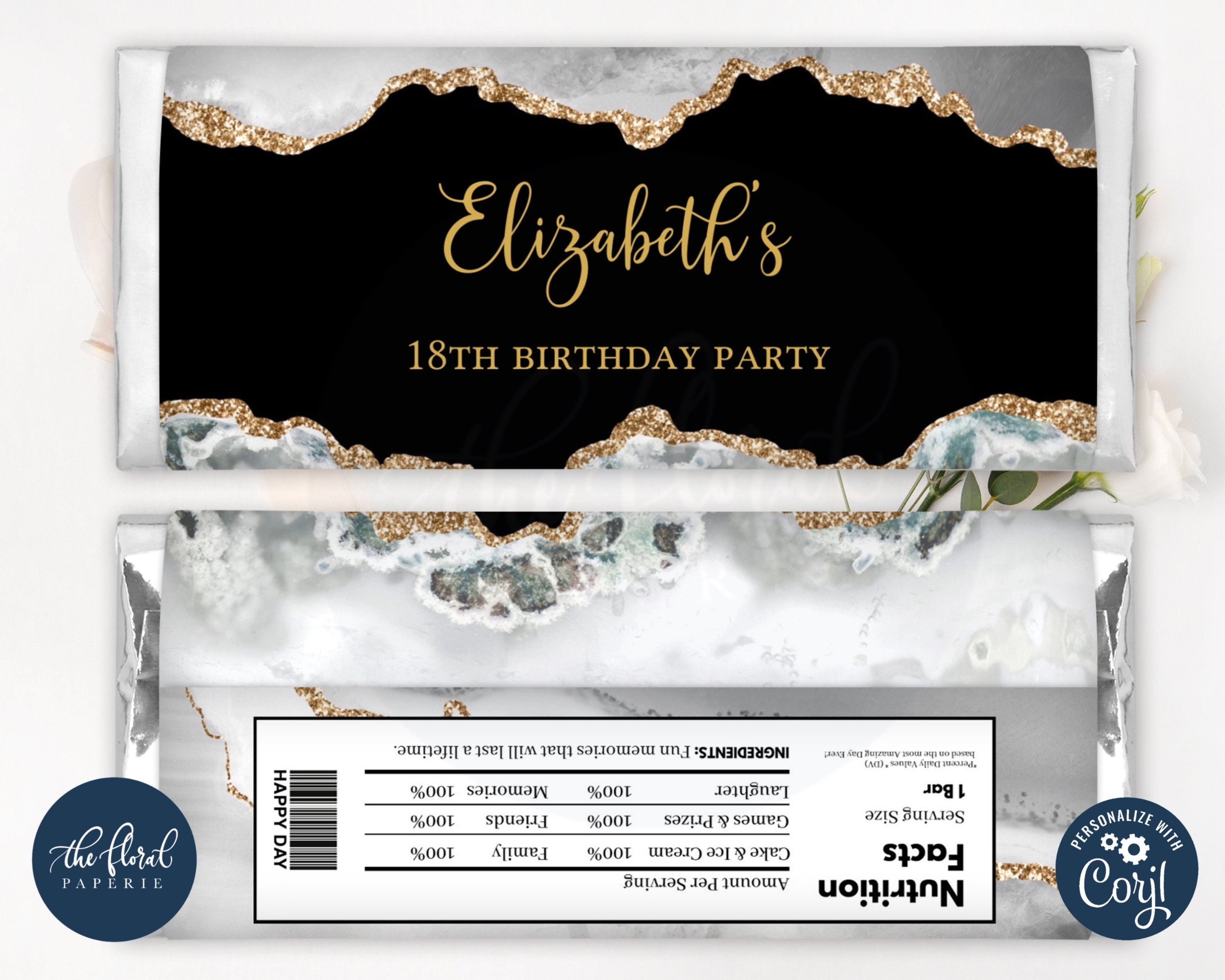 Black and White Chocolate Wrapper Template Editable Candy Bar - Etsy