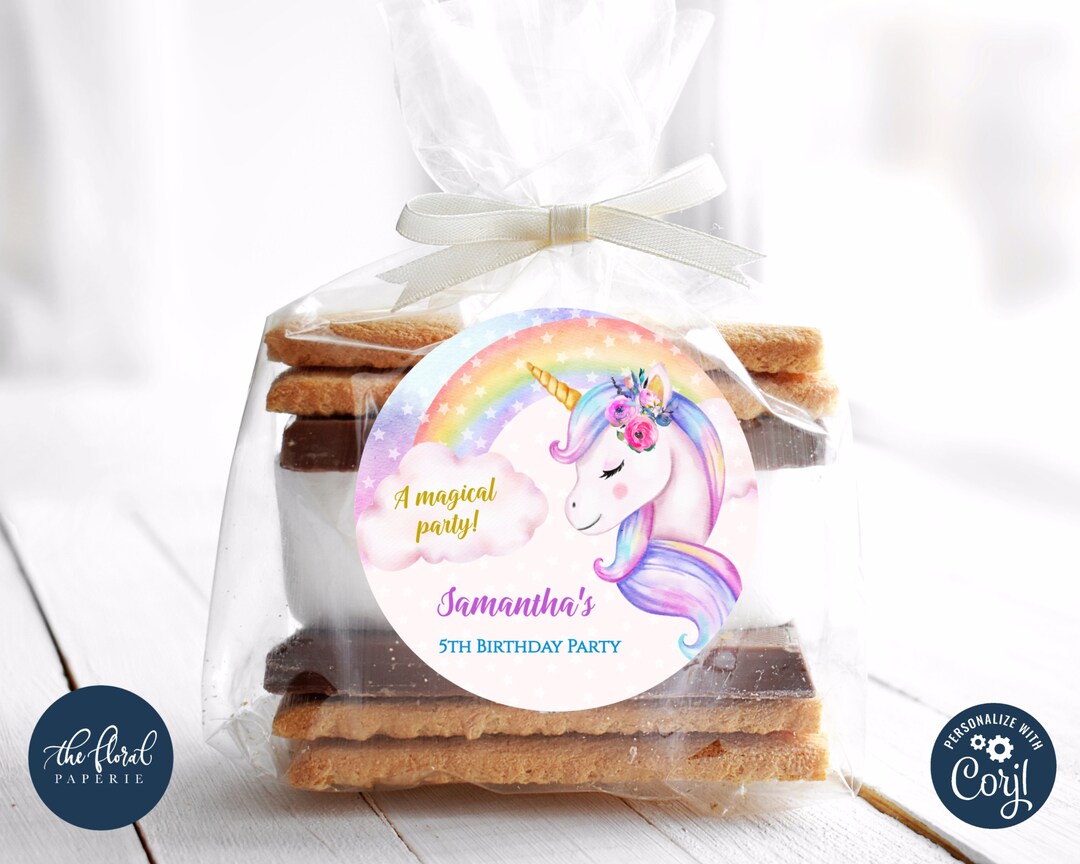 Unicorn Favor Tag Template, Editable Unicorn Thank You Tags, Printable ...
