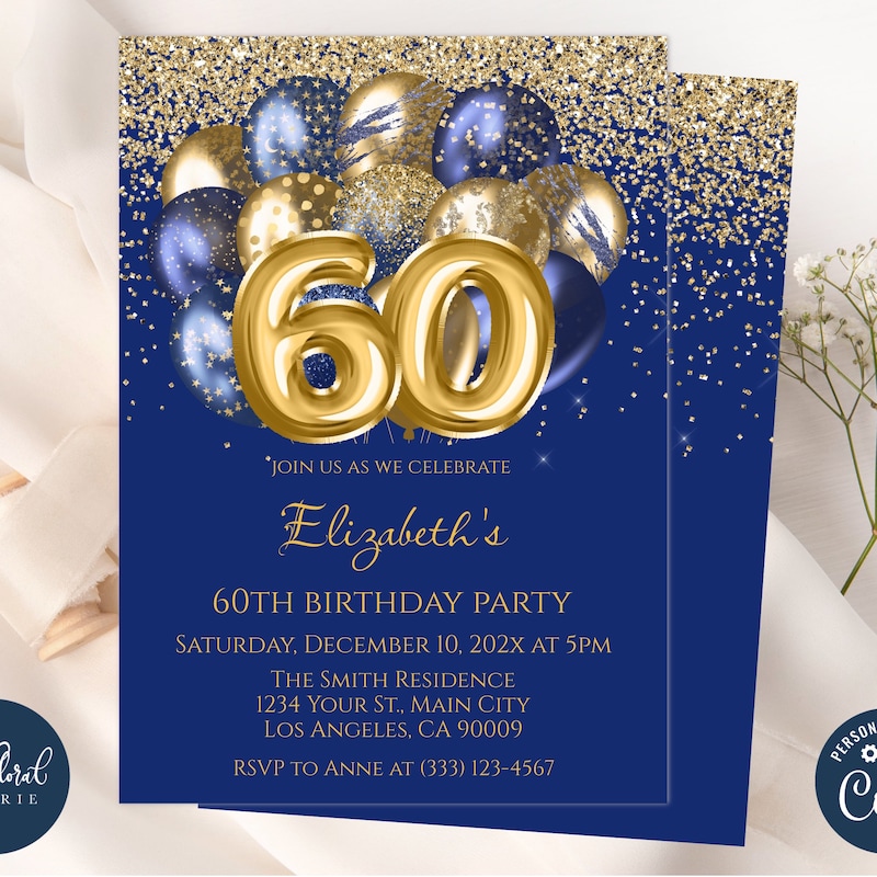 Navy Blue Invitation - Etsy