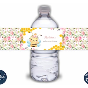 Bee Water Bottle Label Template, Editable Bee Water Bottle Wrap ...