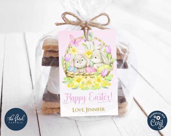 Printable Easter Gift Tag Template Easter Bunny Treat Gift - Etsy