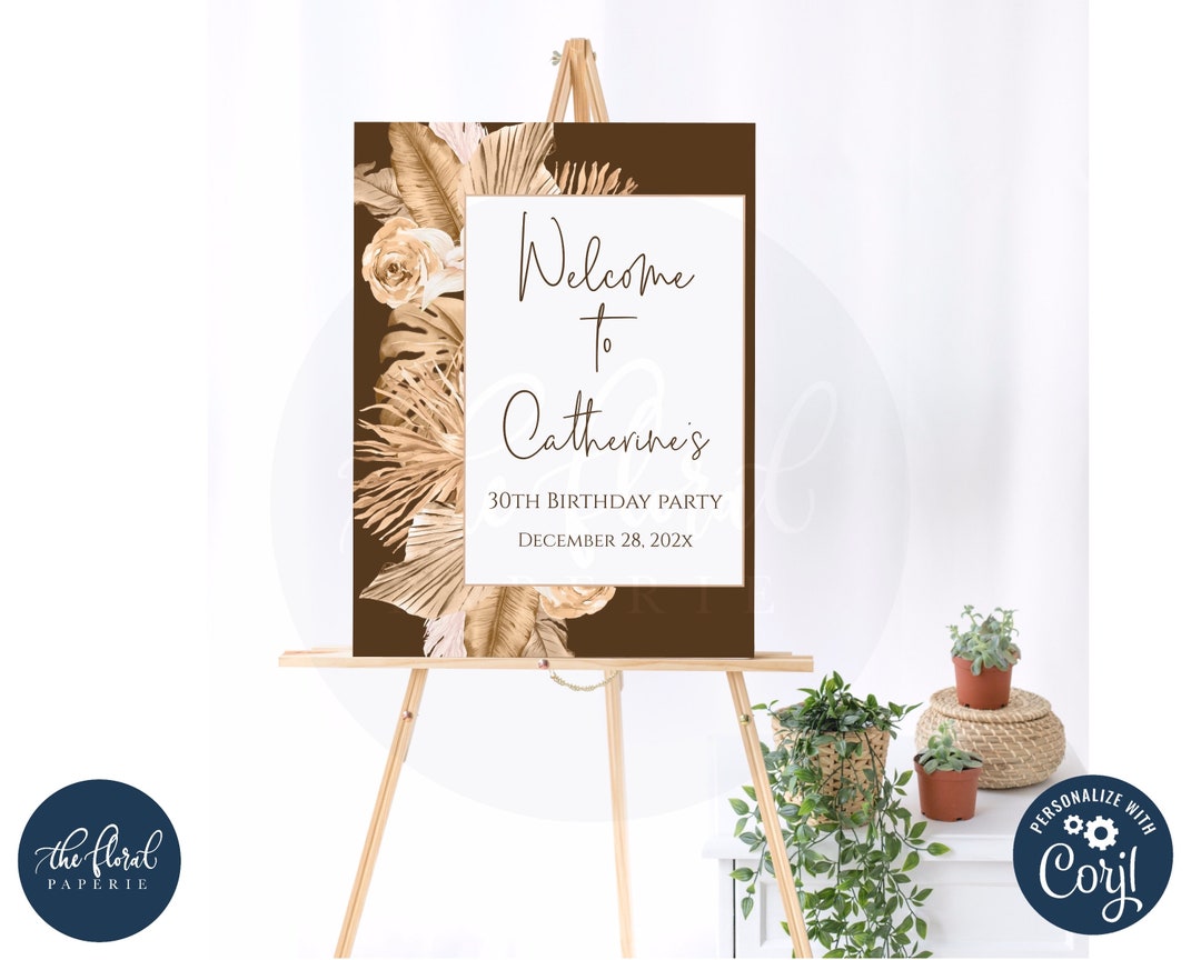 Boho Birthday Welcome Sign Template, Printable Boho Birthday Welcome ...