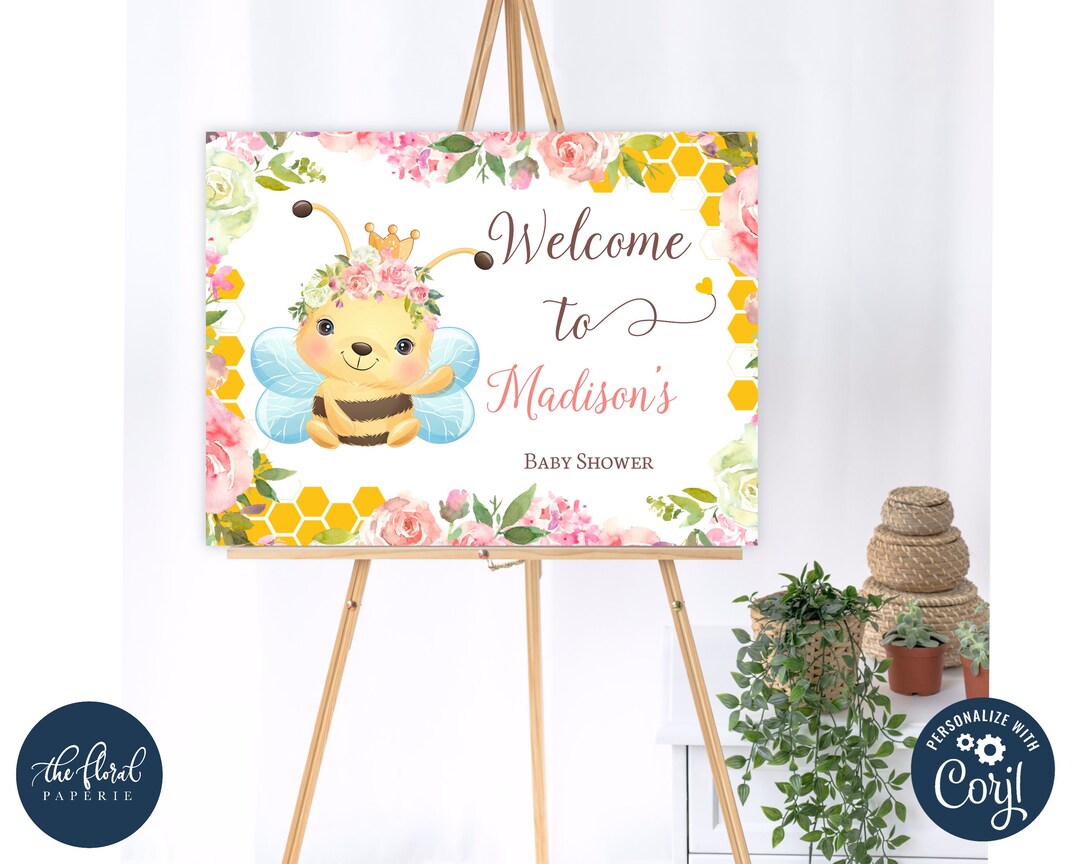 Bee Birthday Welcome Sign Template, Printable Bee Day Welcome Sign ...