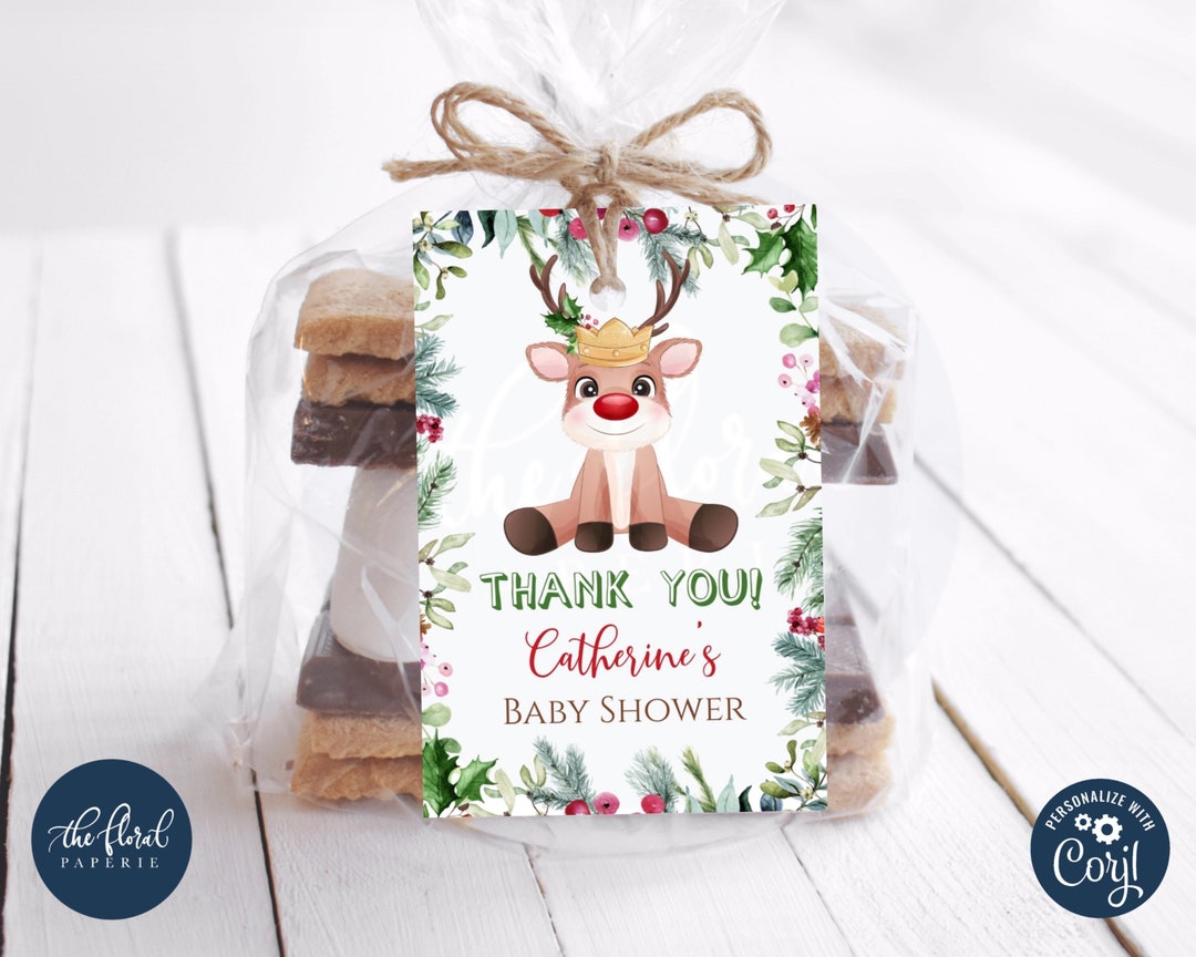 Reindeer Favor Tag Template, Editable Reindeer Thank You Tags ...