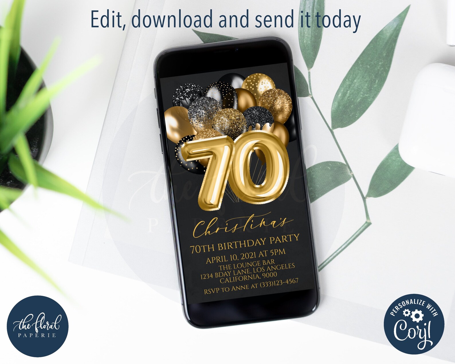 70th Birthday Text Invitation Template Editable Birthday Text - Etsy