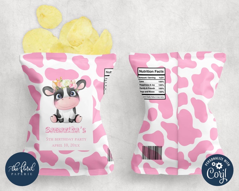 Cow Chip Bag Template, Cow Potato Chip Bag Wrapper, Cow Potato Chips ...