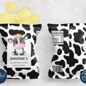 Cow Chip Bag Template, Cow Potato Chip Bag Wrapper, Cow Potato Chips ...