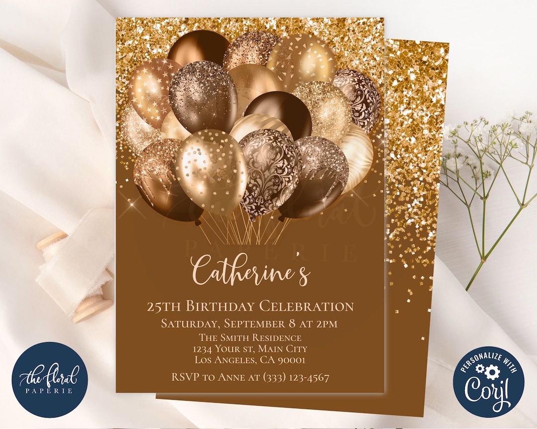 Shades of Brown Birthday Invitation Template, Editable Any Age Birthday ...