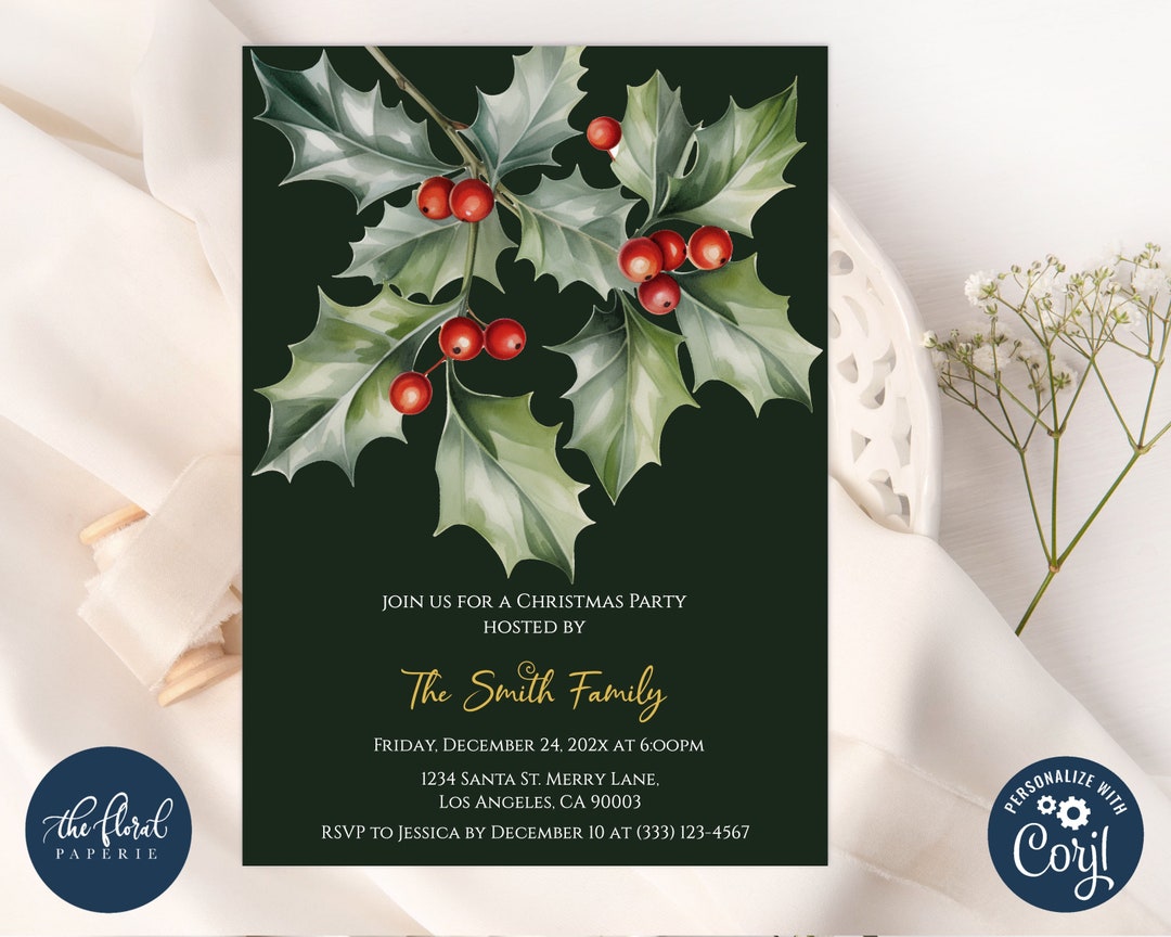 Christmas Invitation Template, Editable Christmas Party Invites ...