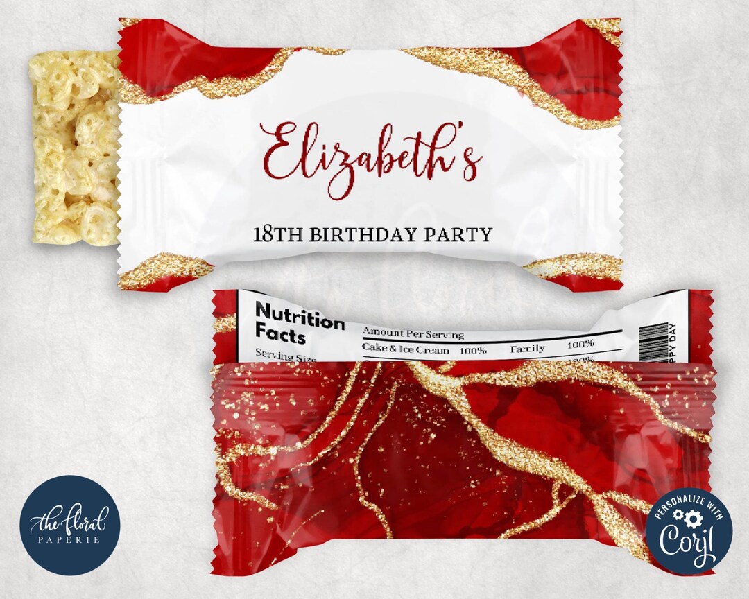 Red and Gold Rice Krispies Wrapper Template, Editable Rice Crispy ...