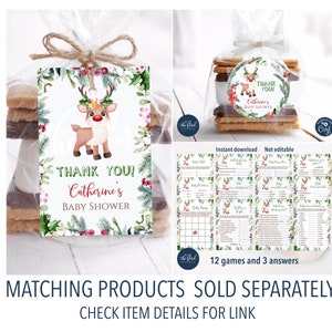 Reindeer Favor Tag Template, Editable Reindeer Thank You Tags ...