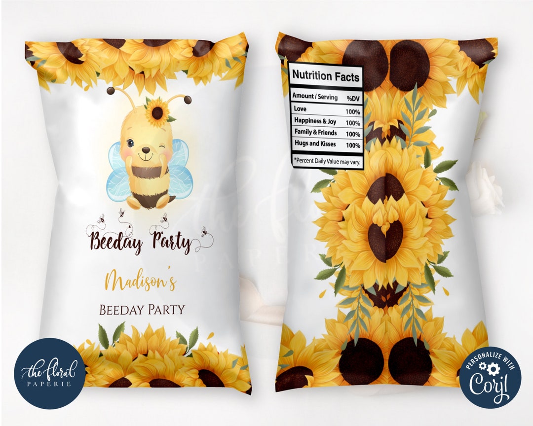 Bee Chip Bag Template Editable Bee Potato Chip Bag Wrapper - Etsy