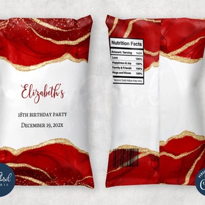 Red and Gold Chip Bag Template Editable Potato Chip Bag - Etsy