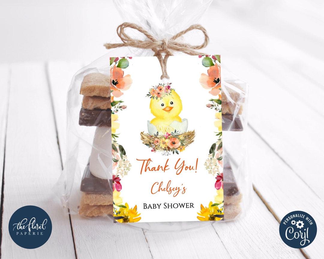 Chick Favor Tag Template, Editable Chick Thank You Tags, Printable ...